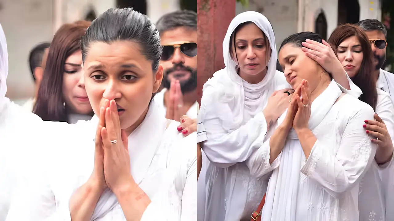 Mannara Chopra loses balance, breaks down at late father Raman Rai ...