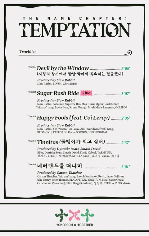 TOMORROW X TOGETHER unveil tracklist for 5th ep 'The Name Chapter ... TOMORROW X TOGETHER unveil tracklist for 5th ep 'The Name Chapter ...