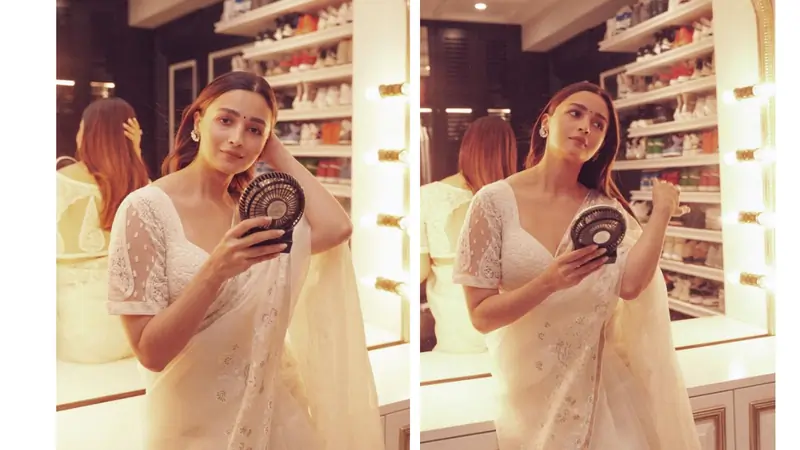 Alia Bhatt dazzles her 'desi girl' look in a pristine white saree - Pics