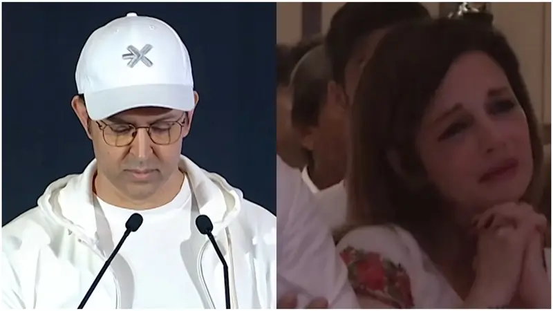 Hrithik Roshan gets emotional while giving a speech at Zarine Khan’s prayer meet; Susanne cries ...