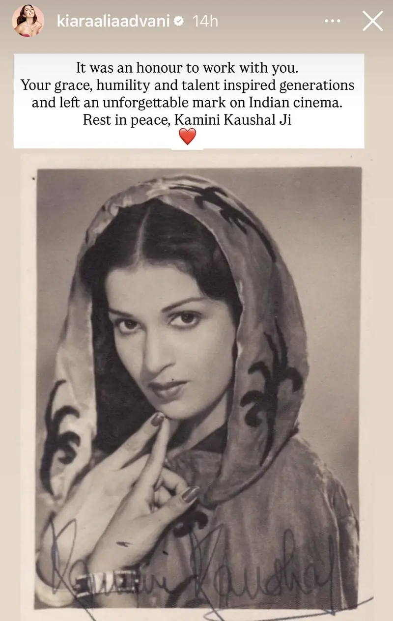 Kiara Advani and Shahid Kapoor pay heartfelt tribute to their Kabir Singh co-star Kamini Kaushal